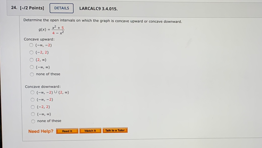 Solved 24. [-/2 Points] DETAILS LARCALC9 3.4.015. Determine | Chegg.com