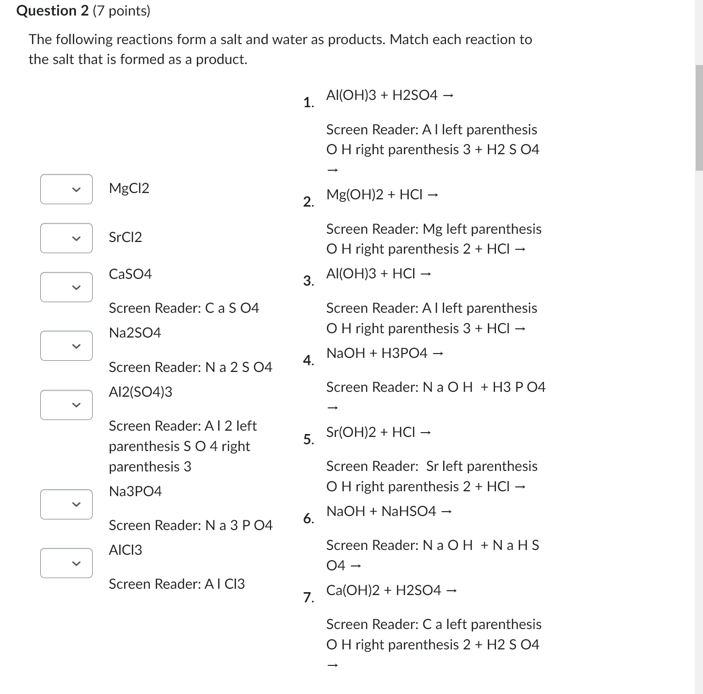 Solved The following reactions form a salt and water as | Chegg.com