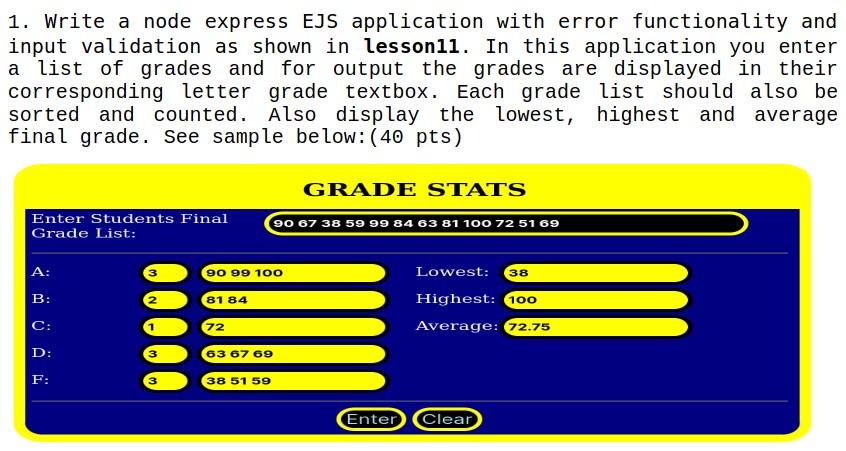 Solved 1. Write a node express EJS application with error | Chegg.com