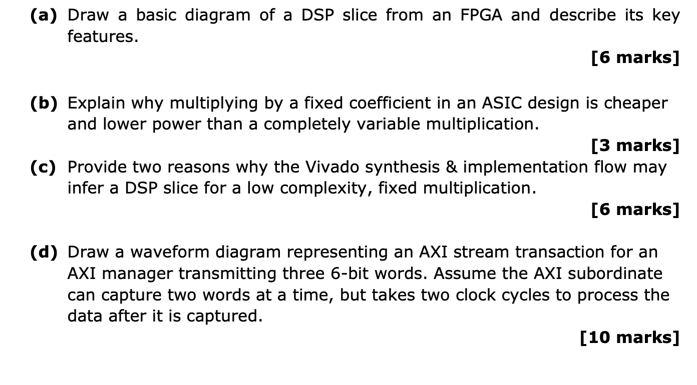 Solved (a) Draw a basic diagram of a DSP slice from an FPGA | Chegg.com