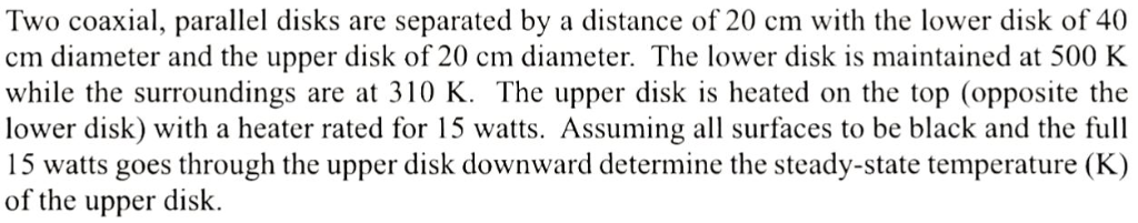 Solved Two coaxial, parallel disks are separated by a | Chegg.com