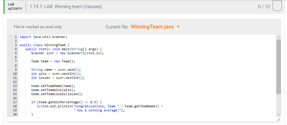 (Solved) : 119 Lab Winning Team Classes Given Main Define Team Class ...