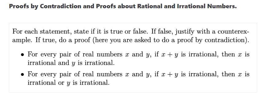 Solved Proofs by Contradiction and Proofs about Rational and | Chegg.com