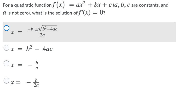 Solved For a quadratic function f (x) - ax2 + bx + c(a, b, c | Chegg.com