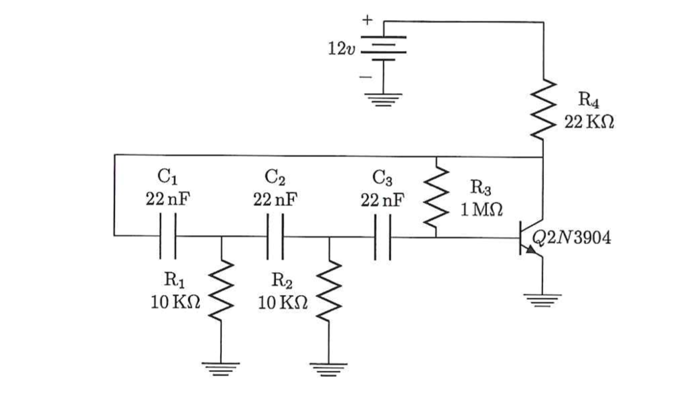 Solved Phase shift oscillator with transistor Q2N3904 1. | Chegg.com
