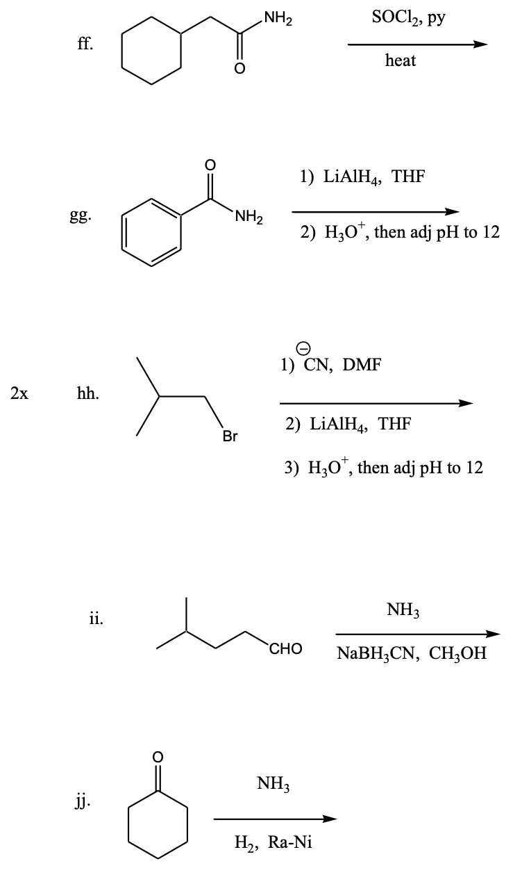 Solved NH2 SOCl2, py OY" heat 1) LiAlH4, THF gg. NH2 2) | Chegg.com