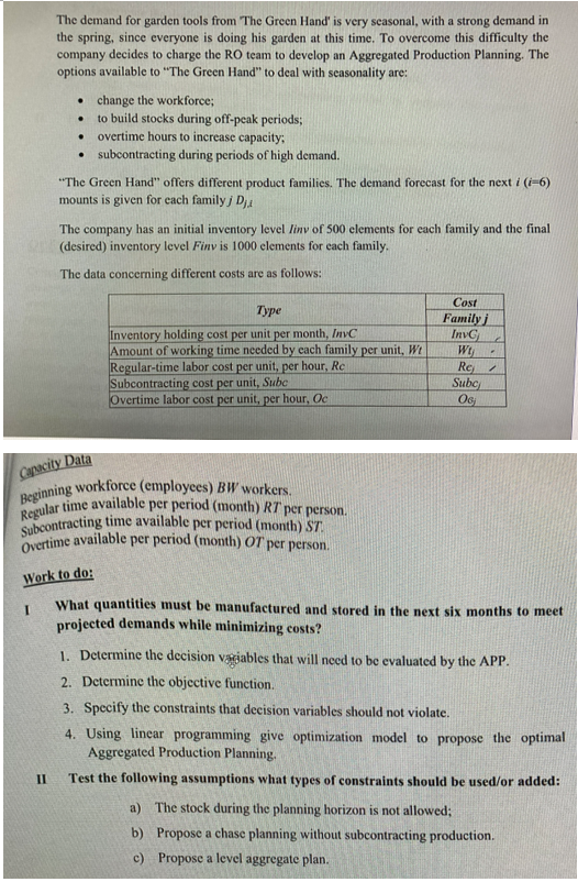 Solved Capacity DataBeginning workforce (employees) BW | Chegg.com