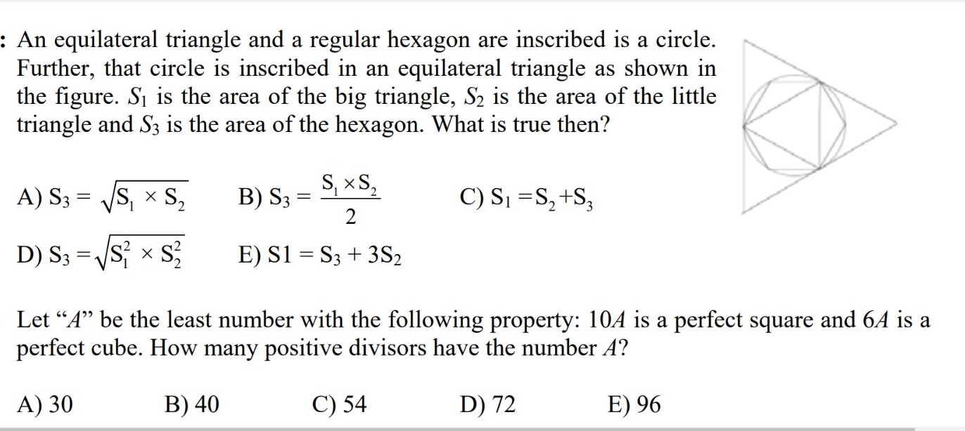 Solved An equilateral triangle and a regular hexagon are | Chegg.com
