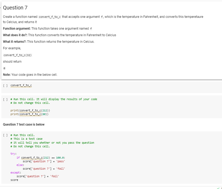 Solved Create a function named convert_f_to_c that accepts | Chegg.com
