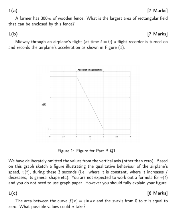Solved 1(a) [7 Marks] A farmer has 300m of wooden fence. | Chegg.com