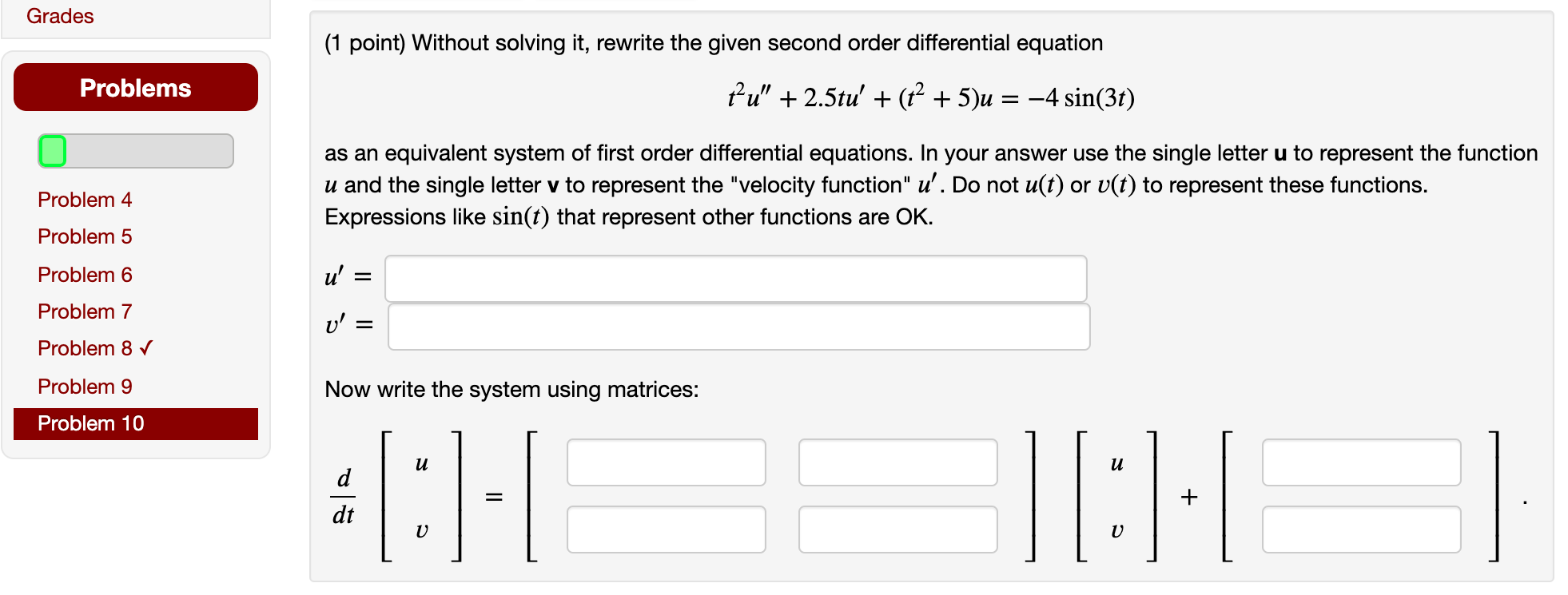 Solved ithout solving it, rewrite the given second order | Chegg.com