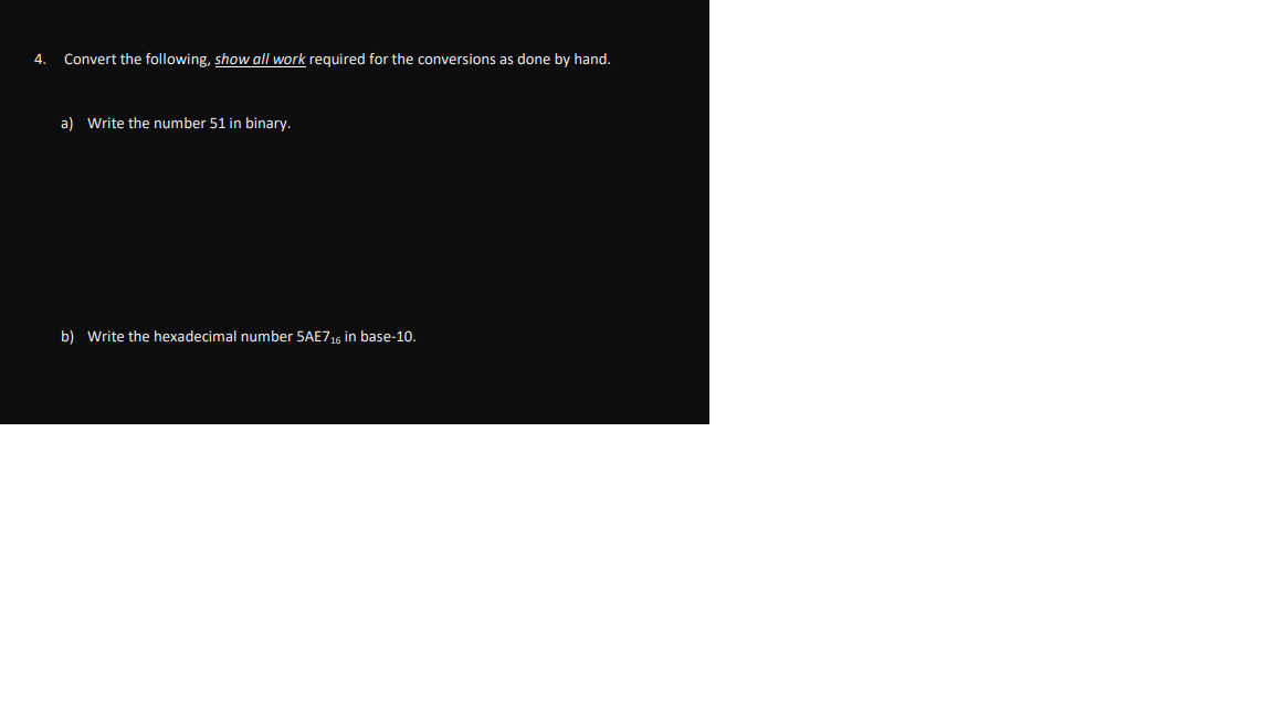 Solved 4 Convert The Following Show All Work Required For Chegg
