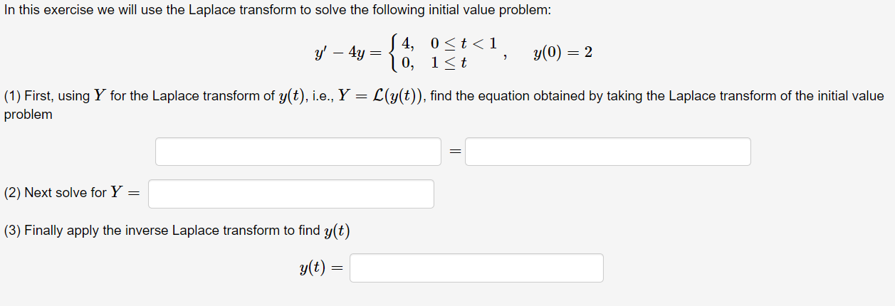 Solved In this exercise we will use the Laplace transform to | Chegg.com