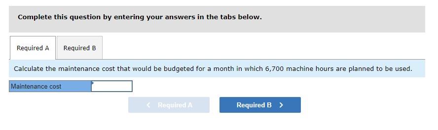 Solved The cost formula for the maintenance department of | Chegg.com