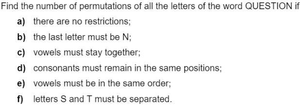 Solved Find the number of permutations of all the letters of | Chegg.com
