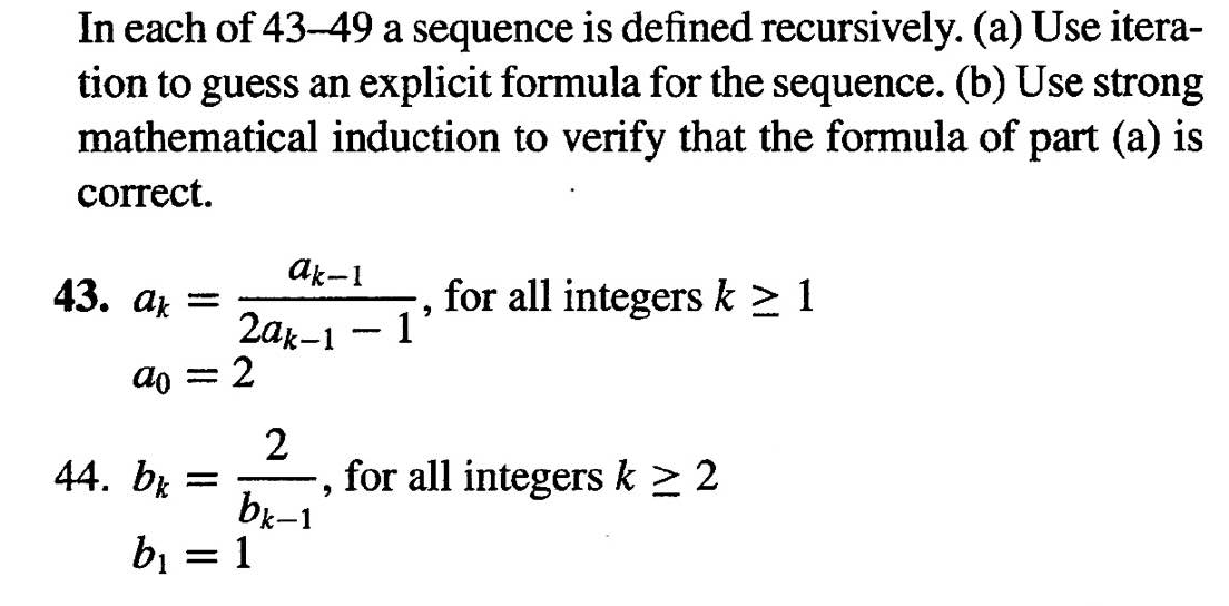 Solved In Each Of 43 49 A Sequence Is Defined Recursively 0993