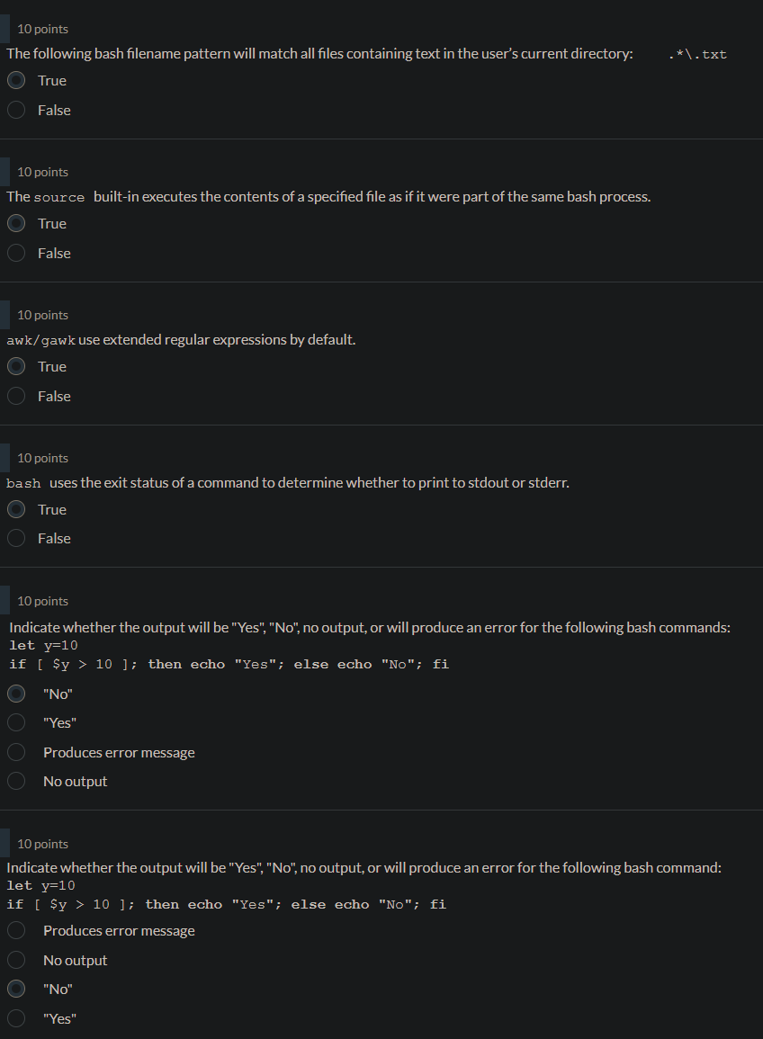 Solved 10 points The following bash filename pattern will | Chegg.com