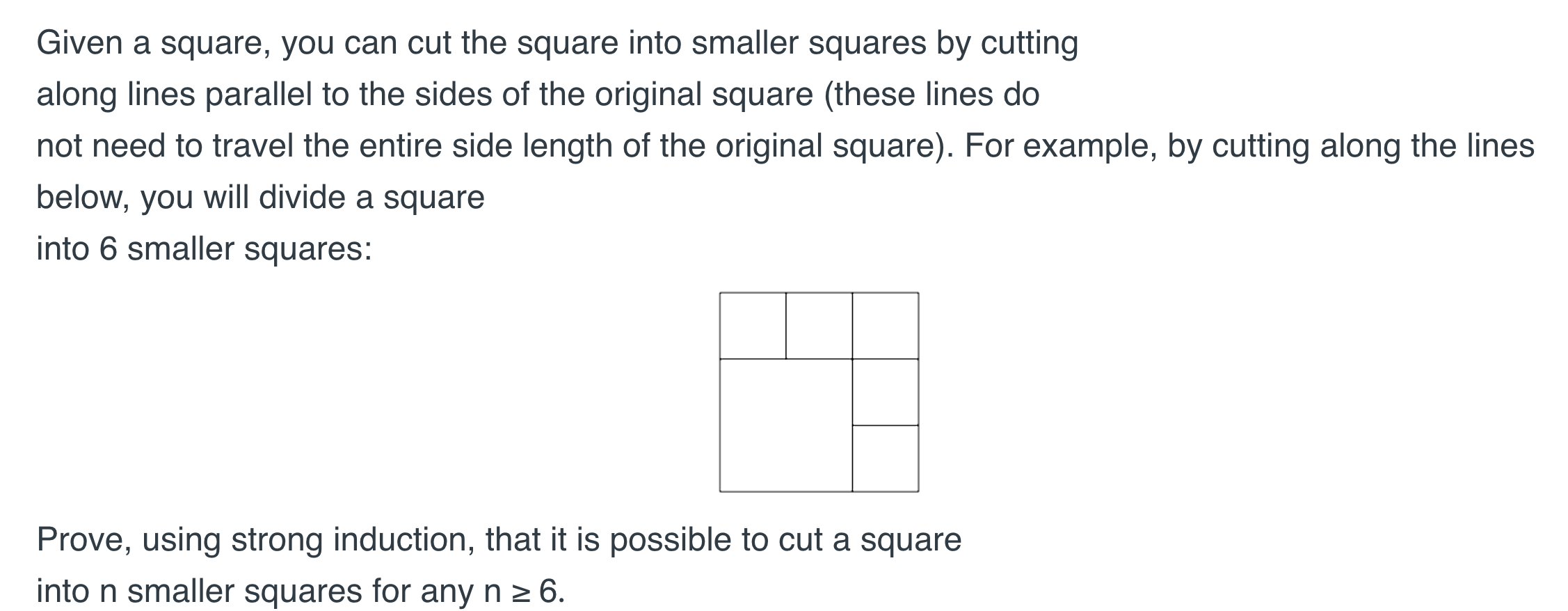Solved Given a square, you can cut the square into smaller | Chegg.com
