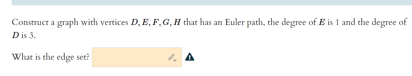 Construct a graph with vertices D,E,F,G,H ﻿that has | Chegg.com
