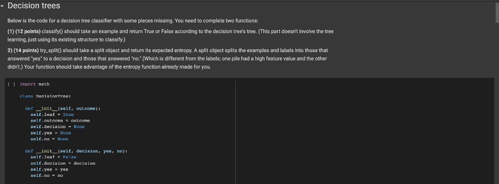 - Decision trees Below is the code for a decision | Chegg.com