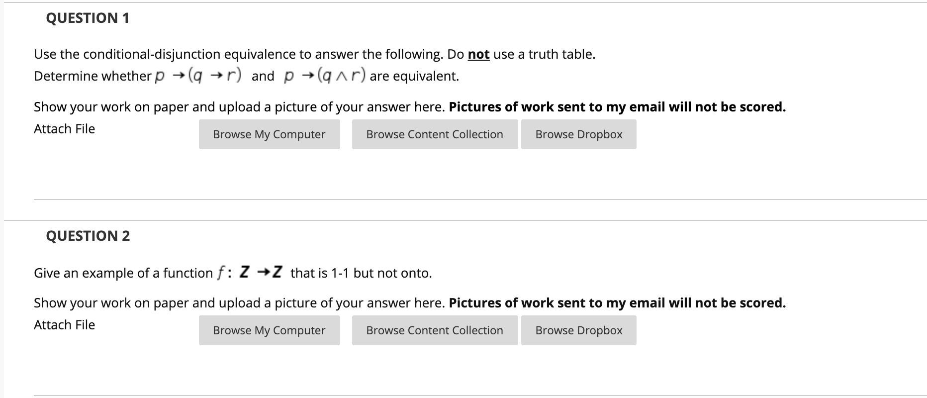 Solved Question 1 Use The Conditional Disjunction 