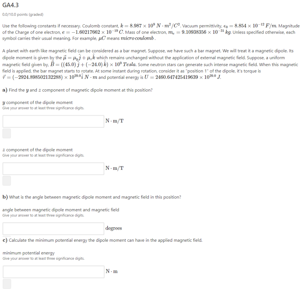 Solved GA4.3 0.0/10.0 points (graded) Use the following | Chegg.com