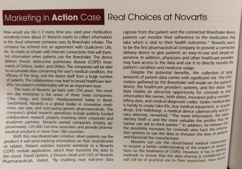 Solved Marketing in Action Case Real Choices at Novartis if | Chegg.com