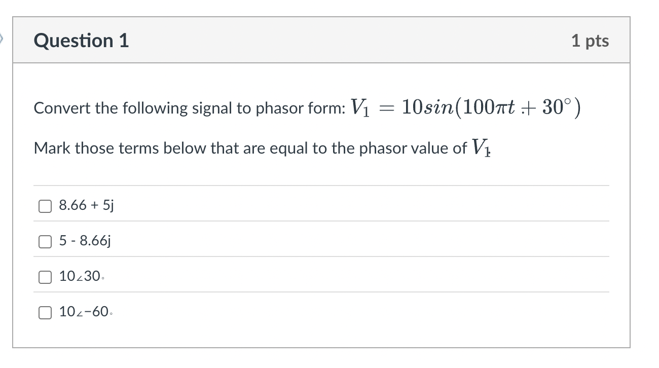 Solved Question 1Convert the following signal to ﻿phasor | Chegg.com