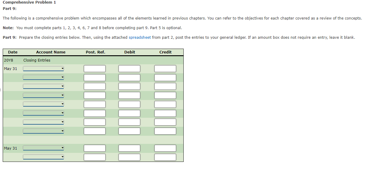 Solved Comprehensive Problem 1Part 9:The following is a | Chegg.com Solved Comprehensive Problem 1Part 9:The following is a | Chegg.com