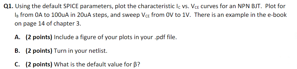 Solved Q1. Using the default SPICE parameters, plot the | Chegg.com