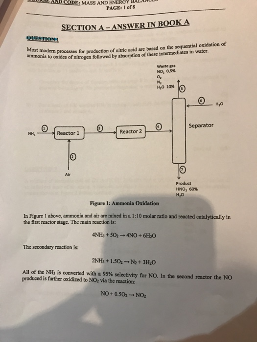 RANDCOUR MASS AND ENERGY BAL PAGE: 1 of 8 SECTION A | Chegg.com