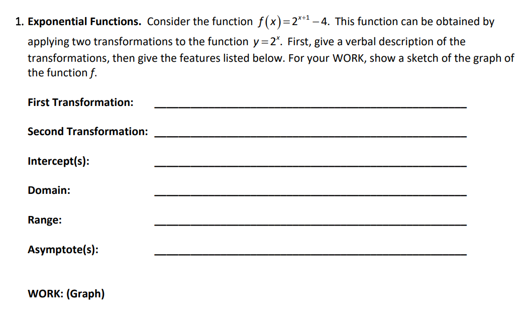 Solved Exponential Functions. Consider the function | Chegg.com