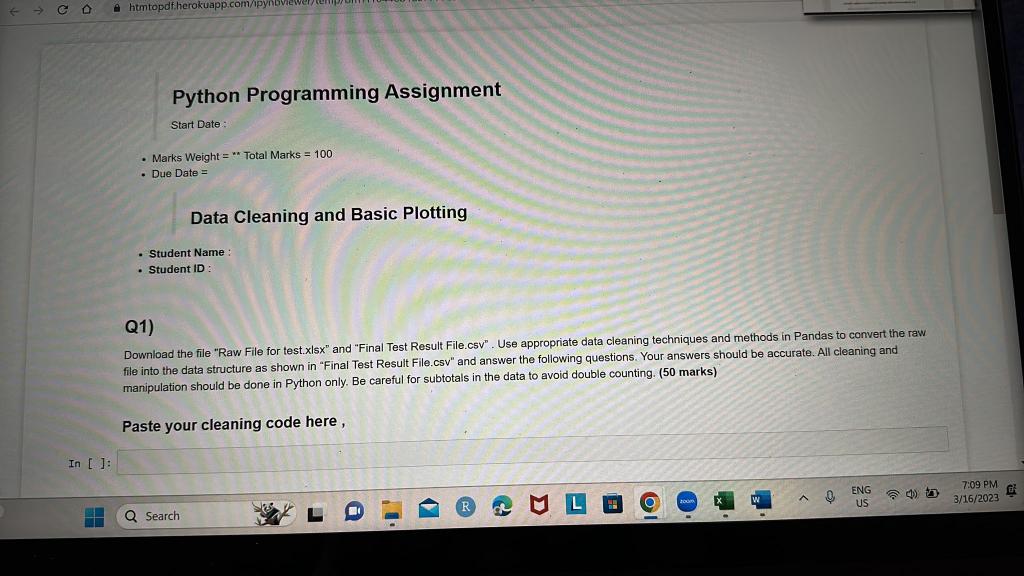 Solved Python Programming Assignment Start Date: - Marks | Chegg.com