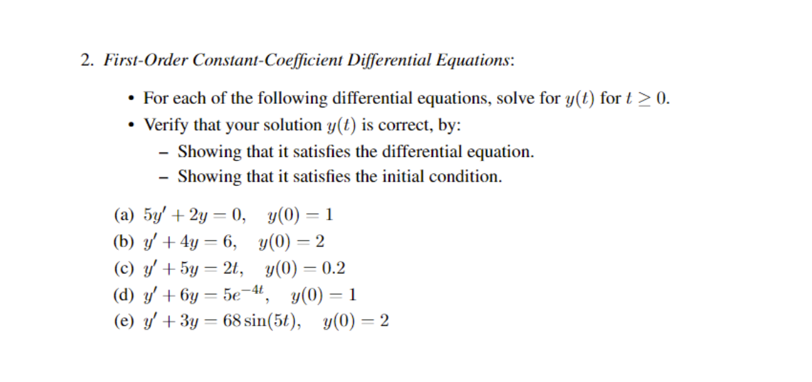 Solved First-Order Constant-Coefficient Differential | Chegg.com