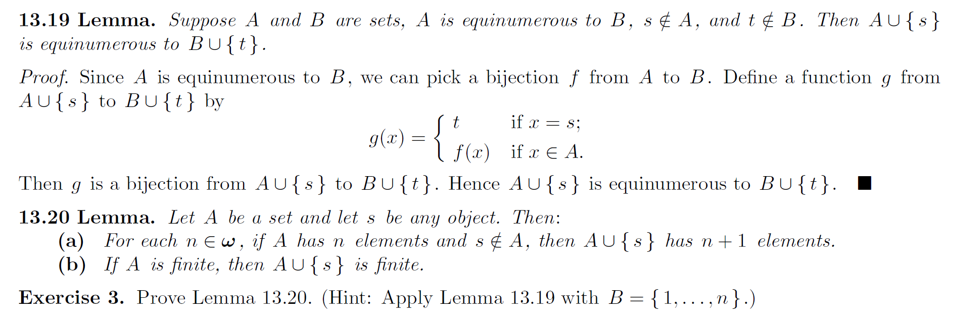 Solved 13.19 Lemma. Suppose A and B are sets, A is | Chegg.com
