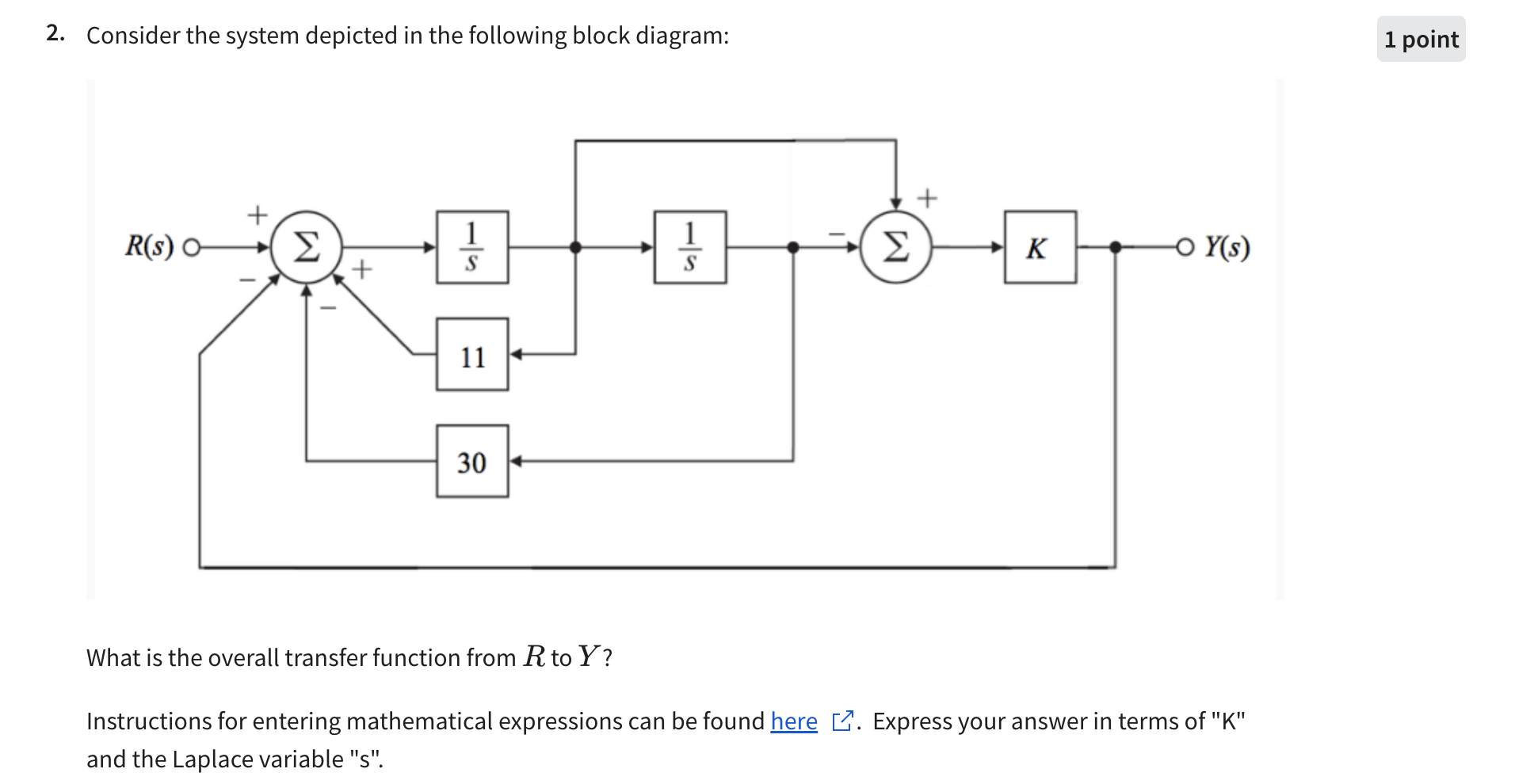 Solved Consider the system depicted in the following block | Chegg.com