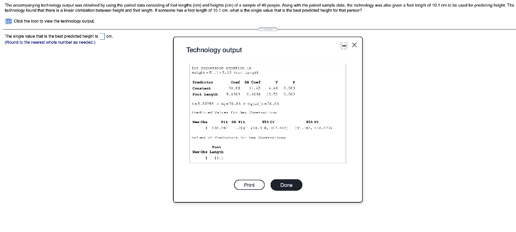 Solved The accompanying technology output was obtained by | Chegg.com