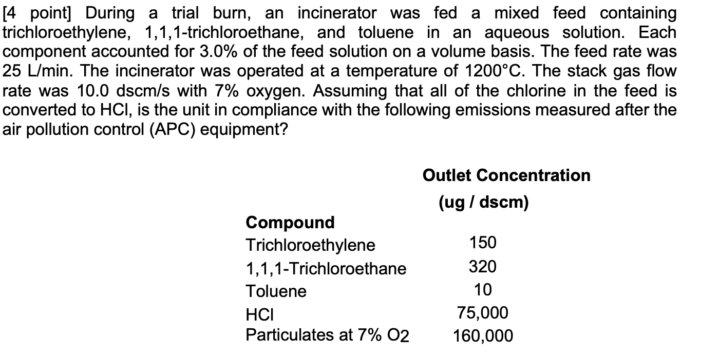 Solved [4 point] trichloroethylene, 1,1,1-trichloroethane, | Chegg.com