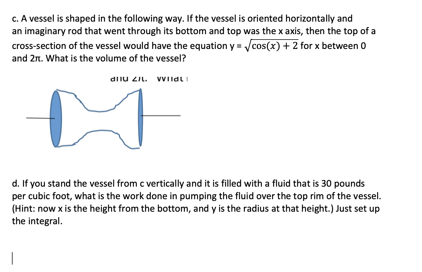 Solved c. A vessel is shaped in the following way. If the | Chegg.com