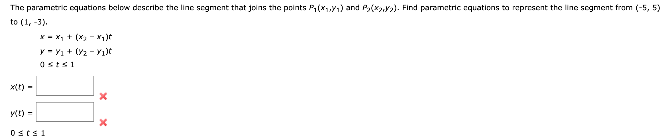 Solved The parametric equations below describe the line | Chegg.com