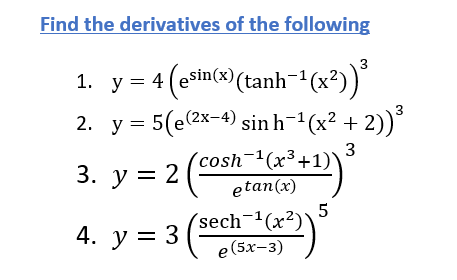 Solved Find the derivatives of the | Chegg.com