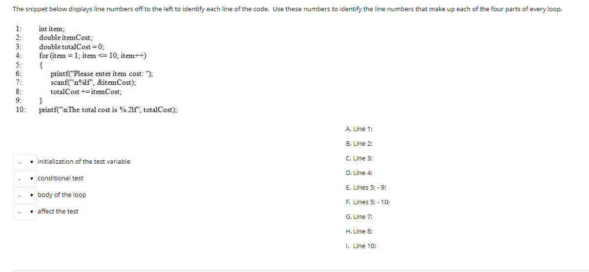 Solved The snippet below displays line numbers off to the | Chegg.com
