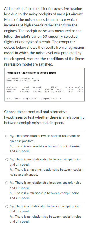 Solved Airline pilots face the risk of progressive hearing | Chegg.com