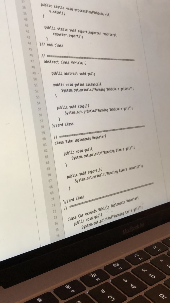 Solved public static void processStop Vehicle vil V.stop(); | Chegg.com