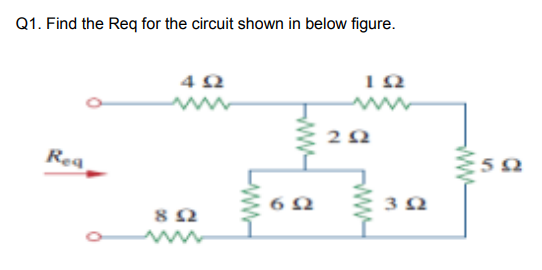 Solved Q1. Find the Req for the circuit shown in below | Chegg.com