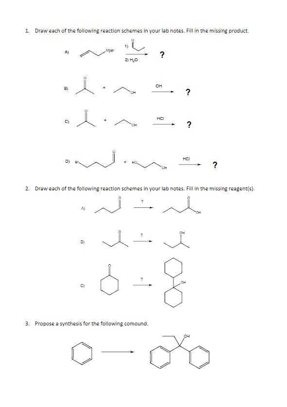 Solved 1. Draw each of the following reaction schemes in | Chegg.com