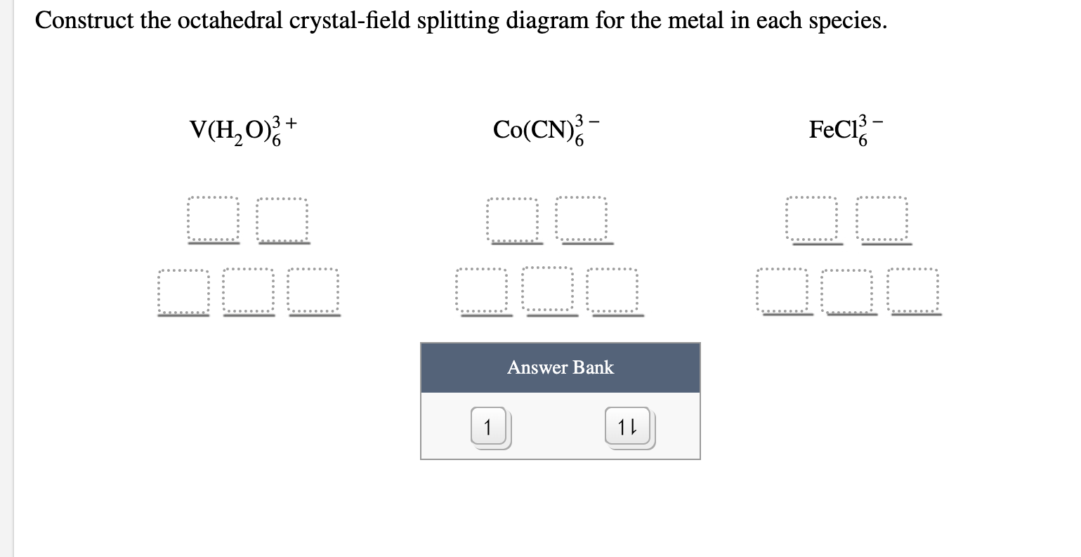 Solved Construct the octahedral crystal-field splitting | Chegg.com