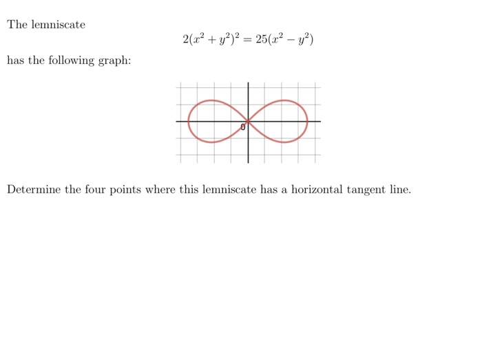 Solved The lemniscate 25(r^-y has the following graph: | Chegg.com