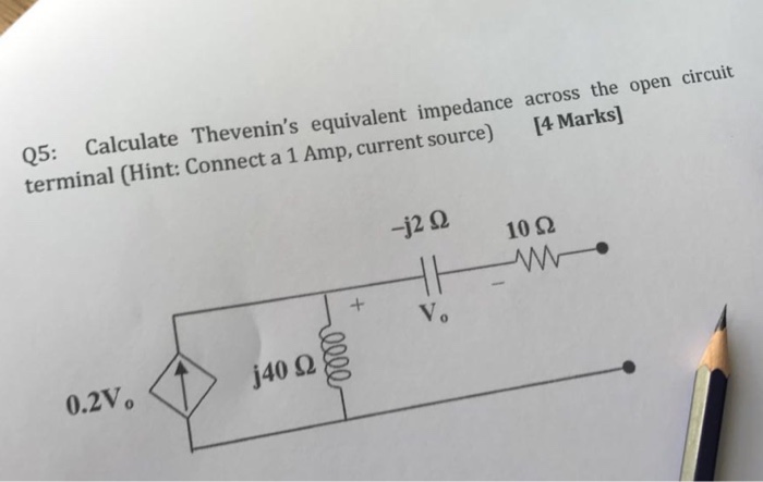 Solved Calculate Thevenin's equivalent impedance across the | Chegg.com