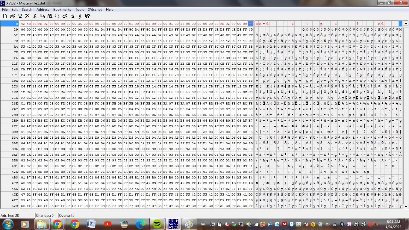 What does the first hexadecimal number in row 1 | Chegg.com